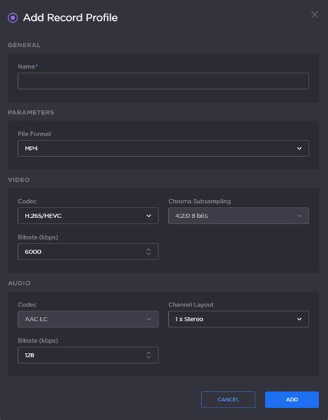 Adding A Record Profile