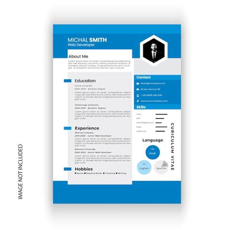 Чистое и современное резюме или шаблон резюме в формате а4 Премиум векторы