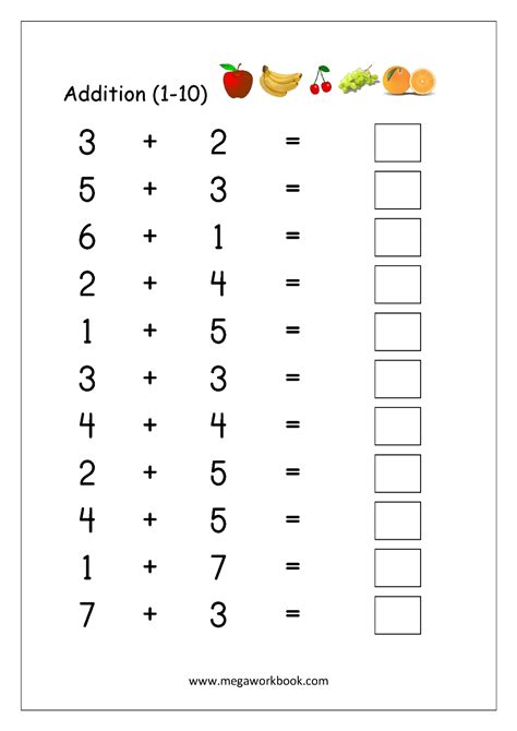 Math Worksheet Addition 1 10 Math Addition Worksheets