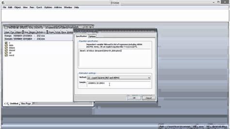 how to run a regression using eviews eviews 8 1 youtube