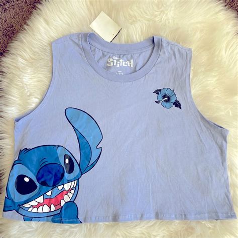 Disney Stitch Sleeveless Crop Top Size L Blue Stitch Clothes Stitch