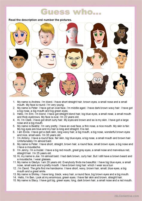 Картинки для описания внешности на английском 6 класс
