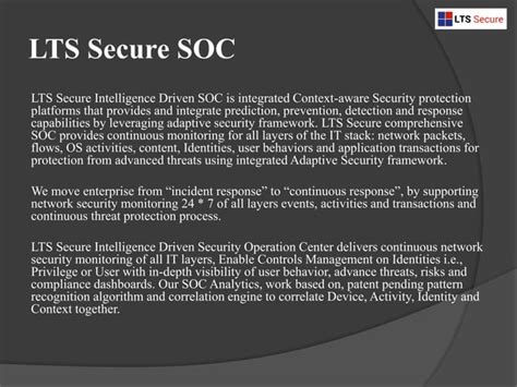 Lts Secure Intelligence Driven Security Operation Center Ppt