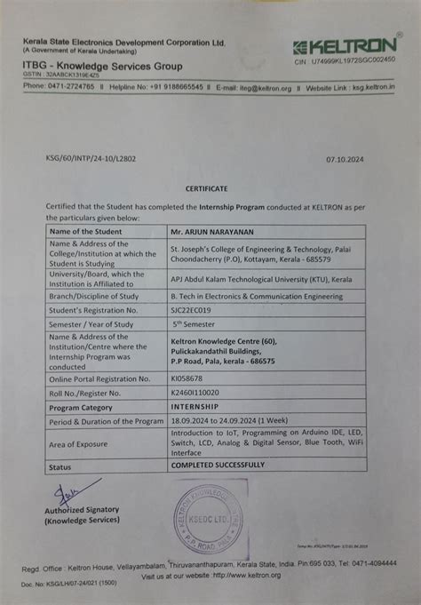 Arjun Narayanan On Linkedin Iot Arduinoide Keltron Internship