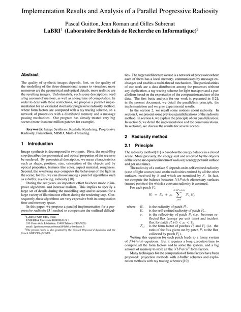 Pdf Implementation Results And Analysis Of A Parallel Progressive