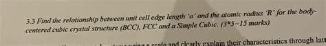 Solved 33 ﻿find The Relationship Between Unit Cell Edge