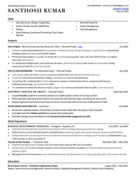 Santhosh Kumar Data Analyst Pdf Data Analysis Analytics