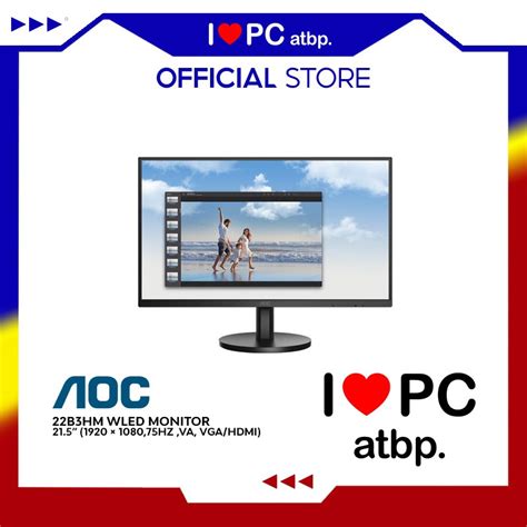 Aoc 21 5 22b3hm Wled Monitor 1920 × 1080 75hz Va Vga Hdmi Shopee Philippines