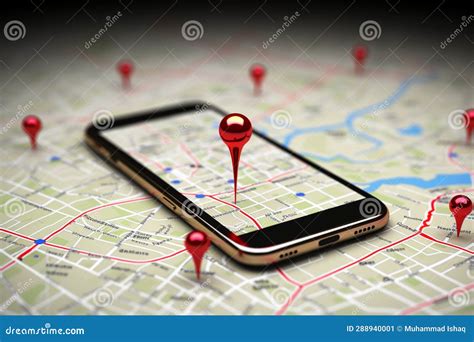Map With Red Pointers Marking A Route On A Smartphone Screen Stock Illustration Illustration