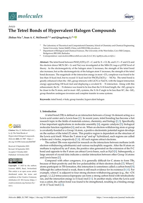 Pdf The Tetrel Bonds Of Hypervalent Halogen Compounds
