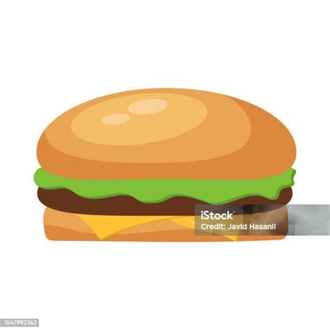 양식화된 햄버거 또는 치즈버거의 삽화 패스트 푸드 식사 흰색 배경에 격리 3차원 형태에 대한 스톡 벡터 아트 및 기타 이미지 3차원 형태 건강에 좋지 않은 음식