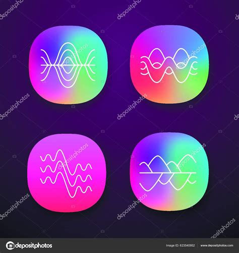 Sound Waves App Icons Set Vibration Noise Amplitude Levels Soundwaves Stock Vector By ©yay
