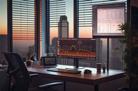 Person Using A Dual Monitor Setup In A Stock Illustration Illustration Of Decor Person 302409422
