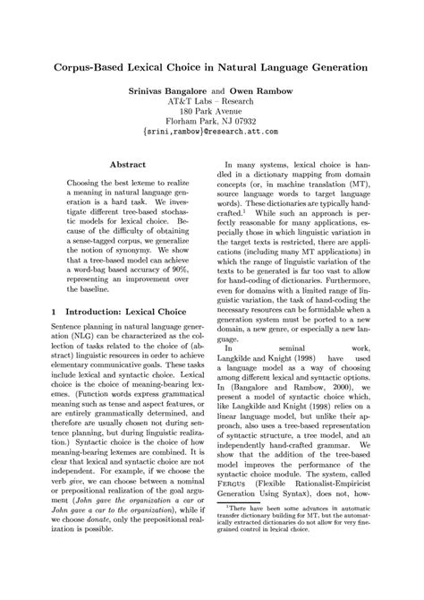 Pdf Corpus Based Lexical Choice In Natural Language Generation