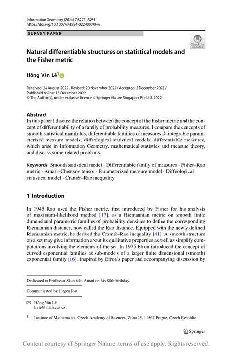 Natural Differentiable Structures On Statistical Models And The Fisher
