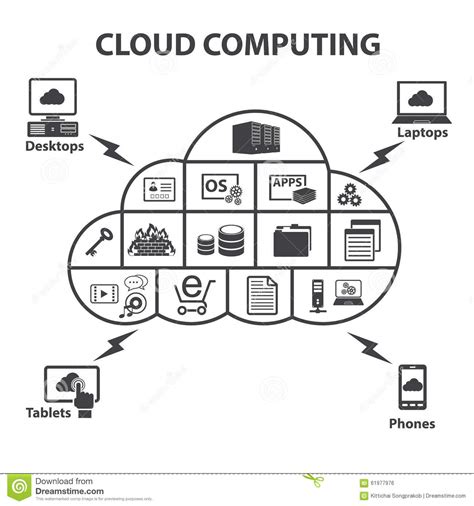 Big Data Icons Set Cloud Computing Stock Vector Illustration Of