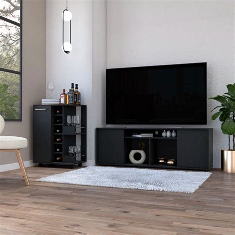 Hokku Designs 2 Piece Living Room Set Magda Bar Cart Dallas Tv Stand