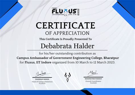 Debabrata Halder On Linkedin Connections Fluxusiitindore Certificateofappreciation