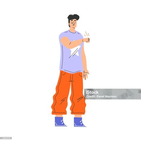 남자 인사 몸짓 와 손 주먹 느낌 긍정적인 감정 벡터 일러스트 레이 션 감정에 대한 스톡 벡터 아트 및 기타 이미지 감정 긍정적인 감정 표현 남자 Istock