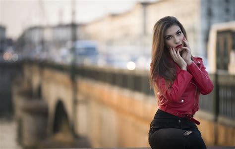 Wallpaper look face model jacket Daniela for mobile and desktop section девушки resolution