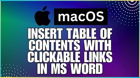 How To Insert A Table Of Contents With Clickable Links To Sections In A