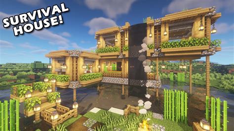 Minecraft How To Build A Waterfall House Tutorial Easy Youtube