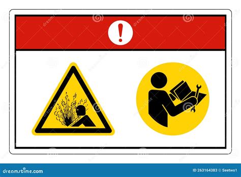 Caution Read And Understand Technical Manual Before Servicing This Machine Symbol Sign Vector