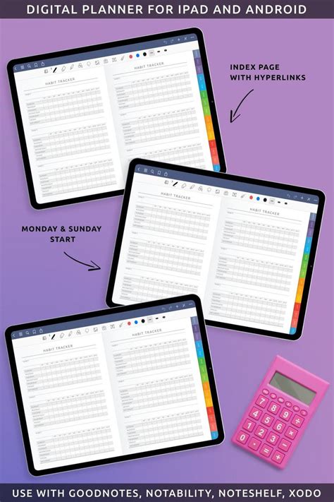 Digital Habit Tracker Weekly Habit Tracker Pdf Digital Planner