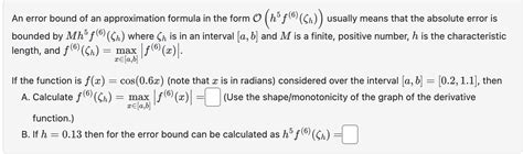 Solved An Error Bound Of An Approximation Formula In The