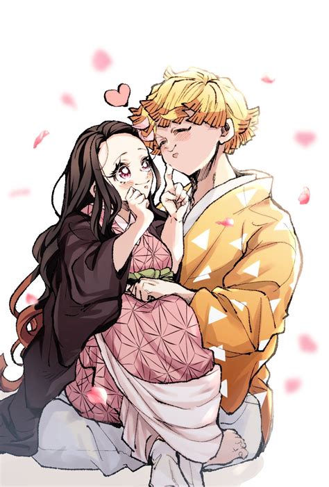 Zenitsu X Nezuko 💝⚡️🎀 Anime Character Drawing Anime Chibi Character