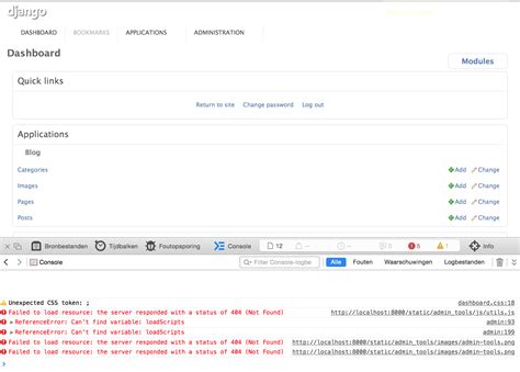 Static Django Admin Tools Utilsjs Missing Stack Overflow