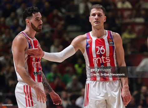 Nemanja Nedovic Spaeks With Luca Vildoza Of Crvena Zvezda During The News Photo Getty Images