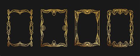 황금 새겨진 프레임 A4 형식 추상적 인 기하학적 패턴 벡터 프레임 템플릿 보석 금 상감 세공 장식 테두리 세트 문장 왕족 수상