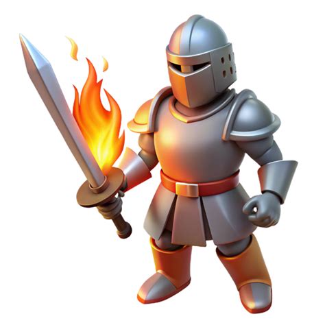 Sereno Tradicional 3d Dibujos Animados Caballero Con Llameante Espada Ilustración Prima 57146222 Png