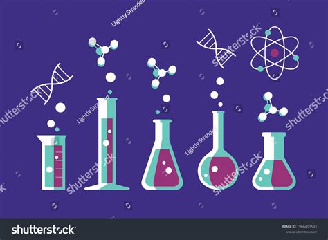 Chemical Laboratory Glassware Composition Science Symbols Stock Vector