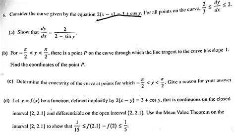 6 Consider The Curve Given By The Equation