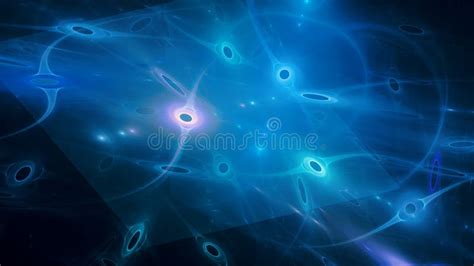 Blue Glowing Quantum Correlation Abstract Background Stock Illustration
