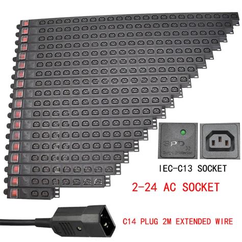 Pdu Power Strip Surge Protector Iec C13 Output Socket C14 Plug 2m