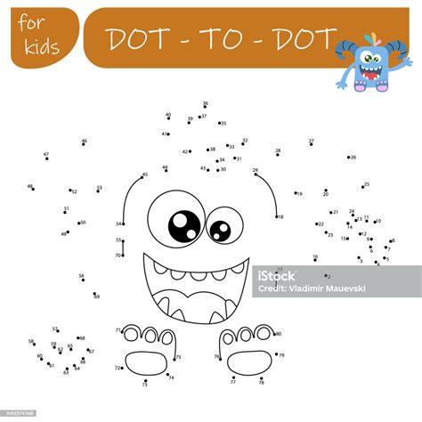 숫자가 있는 게임 어린이를 위한 지점 간 교육 게임 만화 괴물 외계인 벡터 그림 0명에 대한 스톡 벡터 아트 및 기타 이미지
