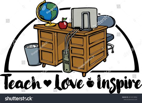 This Clip Art Features Teachers Desk Stock Vector Royalty Free