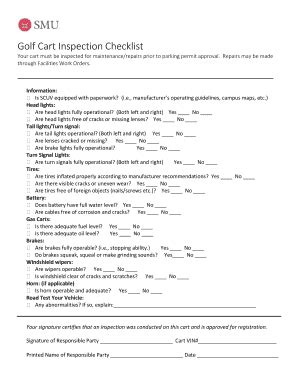 Smu Golf Cart Inspection Checklist Fill And Sign Printable Template