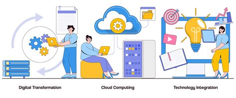 Digital Transformation Cloud Computing Technology Integration Concept With Character Digital