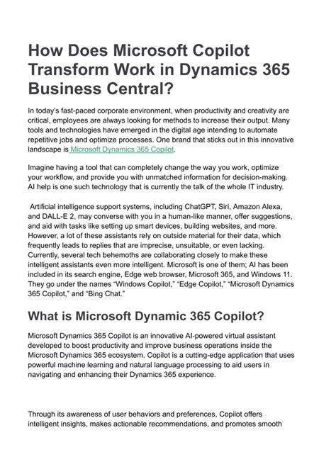 Ppt How Does Microsoft Copilot Transform Work In Dynamics 365 Business Central Powerpoint