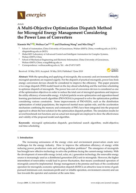 Pdf A Multi Objective Optimization Dispatch Method For Microgrid
