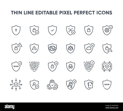 Protection Vector Line Icons Shield And Lock Protection Icon