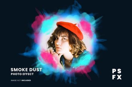 Smoke Dust Colorful Photo Effect Layer Styles Including Photo And Dust