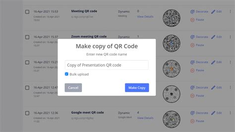 can i copy an existing qr code design to bulk upload qrcodechimp support