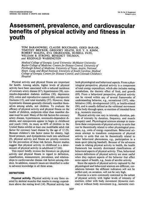 PDF Assessment Prevalence And Cardiovascular Benefits Of Physical Activity And Fitness In Youth