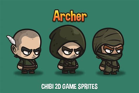 Archer Chibi 2D Game Sprites CraftPix Net Archer Chibi 2D Game Sprites CraftPix Net