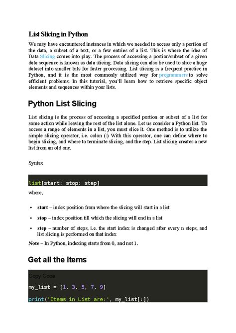 Python List Slicing Accessing Data Efficiently Studocu